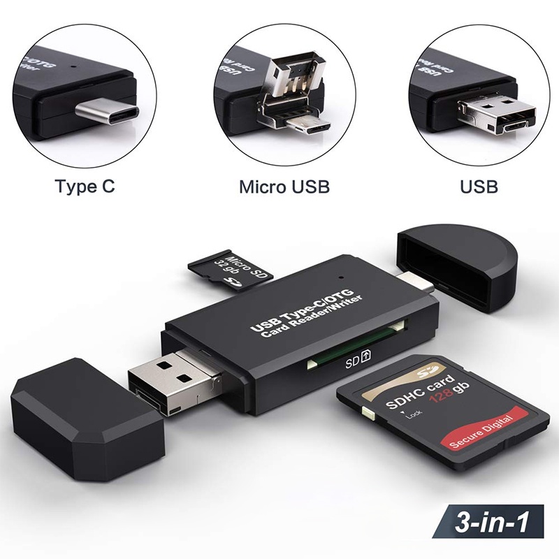 3 in 1 Smart Memory Card Flash Drive SD Card Reader Type USB 2.0 TO ...