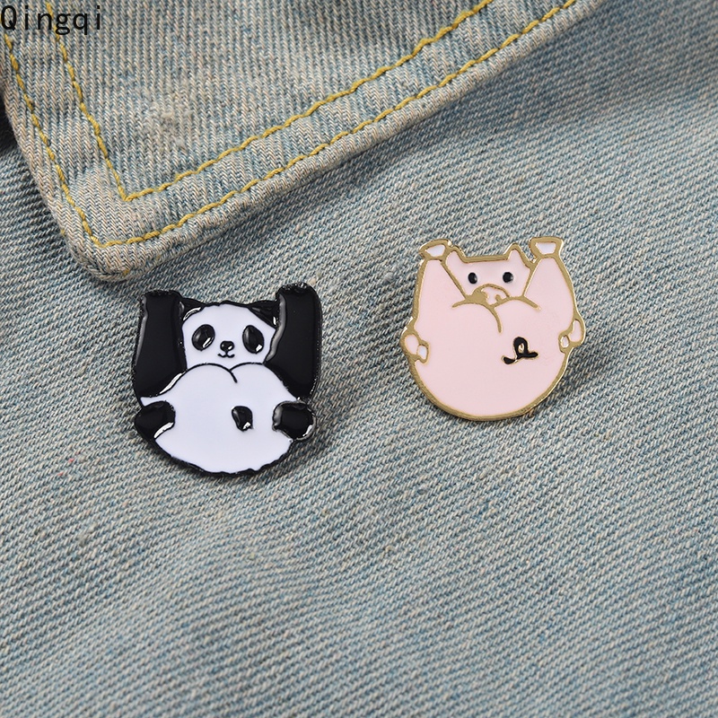 Cartoon Animal Enamel Pins Chibi Pig and Panda Brooches Bag Badge ...