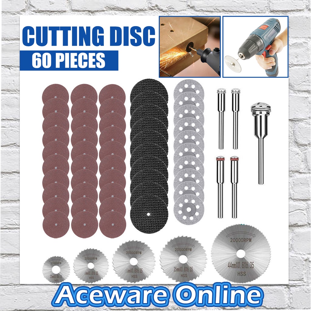60pcs Diamond Cutting Disc Metal Saw Blade Grinding Woodworking HSS ...