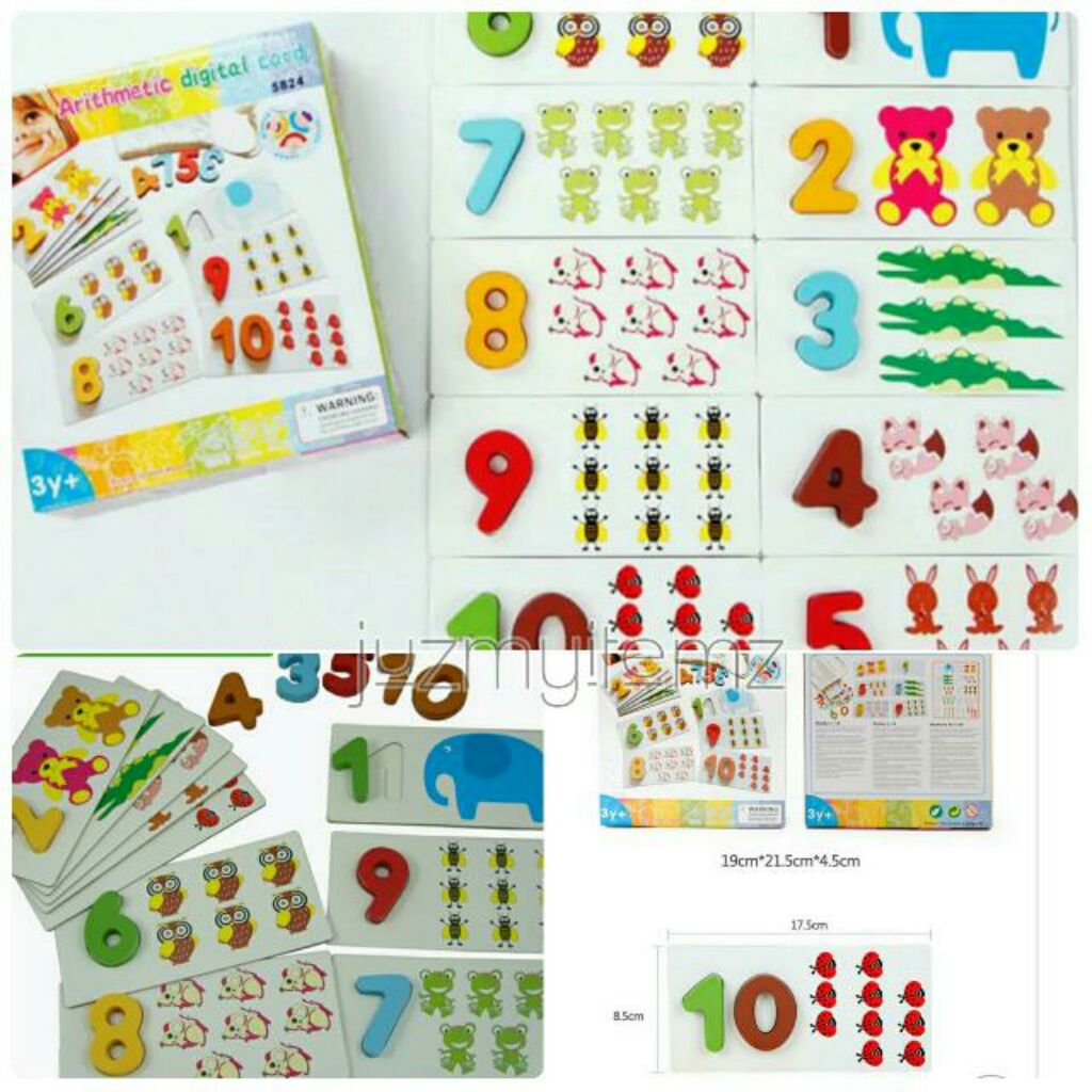 Preschoolers Educational Wooden Numbers Blocks with Flash Cards ...
