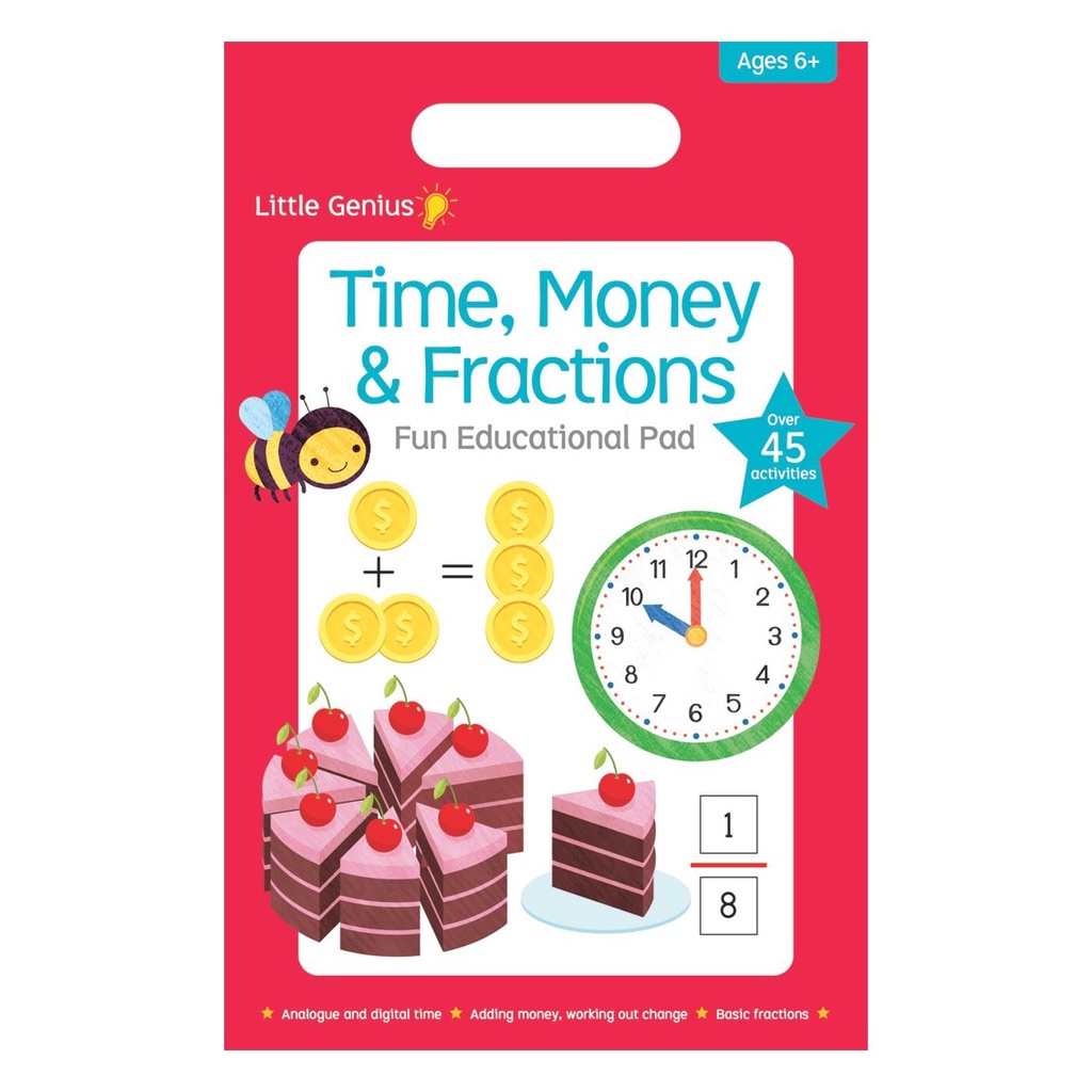 Little Genius Time Money & Fractions Pad Activity Book With 48 Pages ...