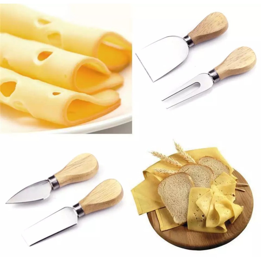 4Pcs Stainless Steel Wood Handles Cheese Cutter Cheese Knives Spreader ...