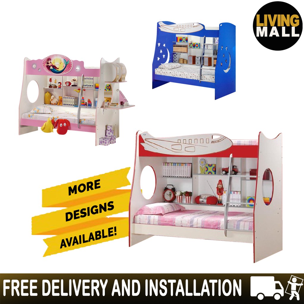 Living Mall Tami Series Double Decker Children Bed w/ Pull Out Bed In ...