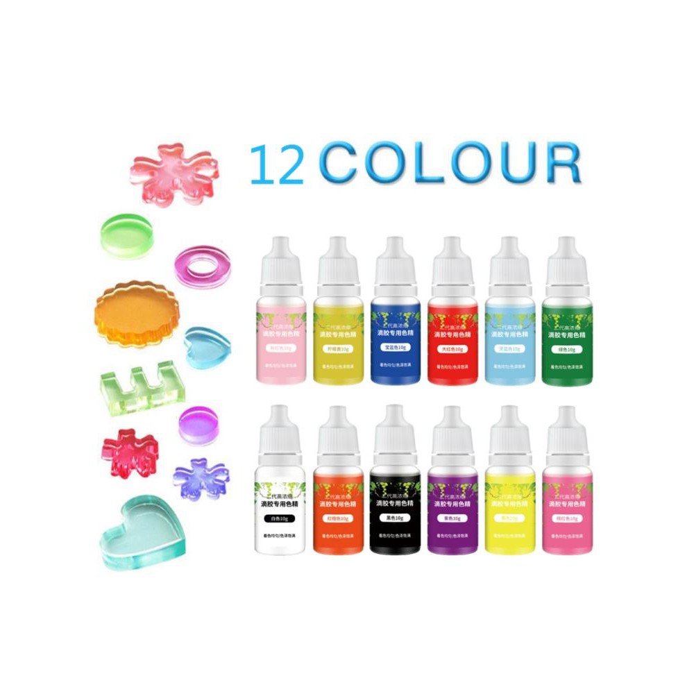 12 Color Epoxy Resin Pigment Kit Transparent Epoxy UV Resin Coloring ...