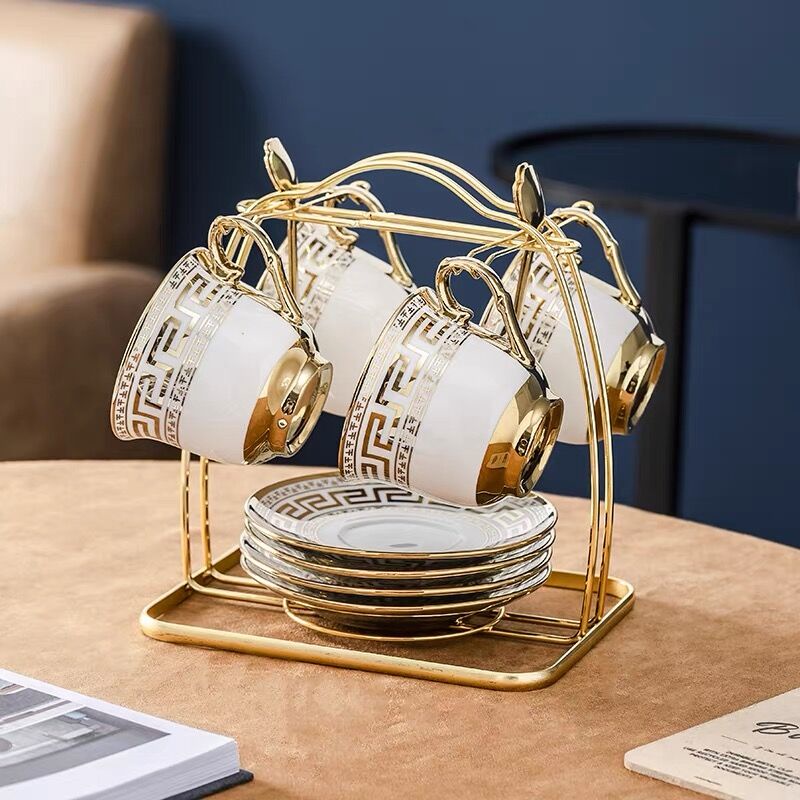 👍Coffee cup set British black tea cup ceramic water cup European tea ...