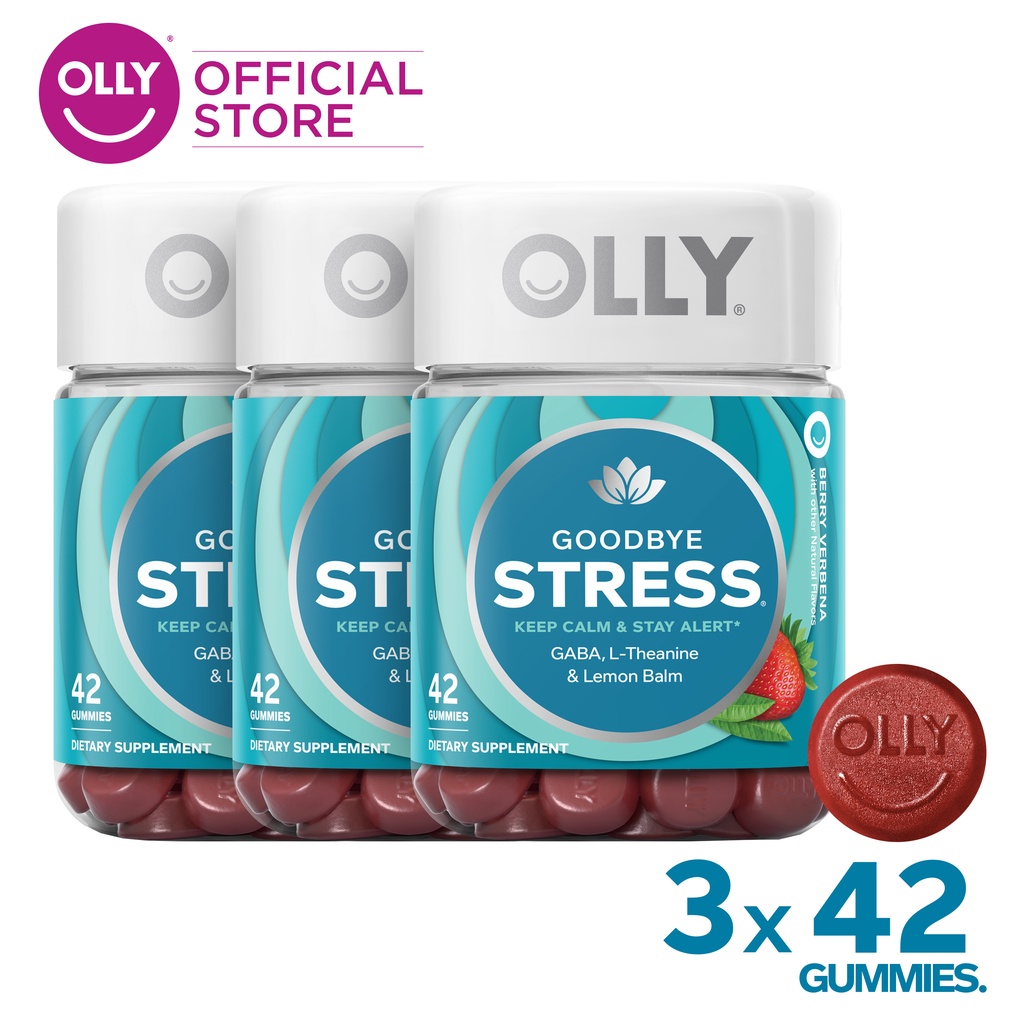 [Bundle of 3] OLLY Goodbye Stress Gummy Supplements with Gaba 21 Day ...