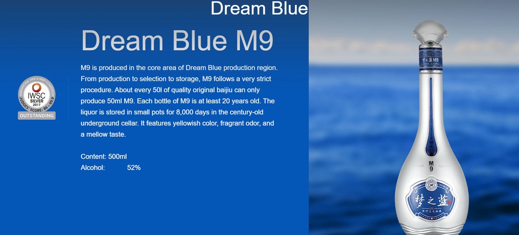 Yanghe Meng Zhi lan (梦之蓝) M9 ABV 52% 500ml | Shopee Singapore