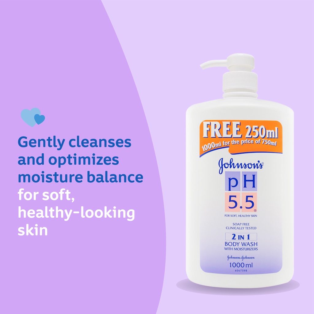 [Bundle of 6] Johnson's PH5.5 Body Wash 750ml + 250ml (Free) (2in1 ...