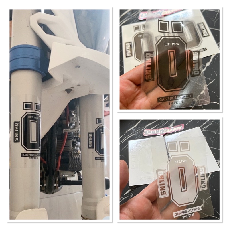 Ohlins FRONT PRESSURZED SHOCK STICKER TRANSPARENT | Shopee Singapore