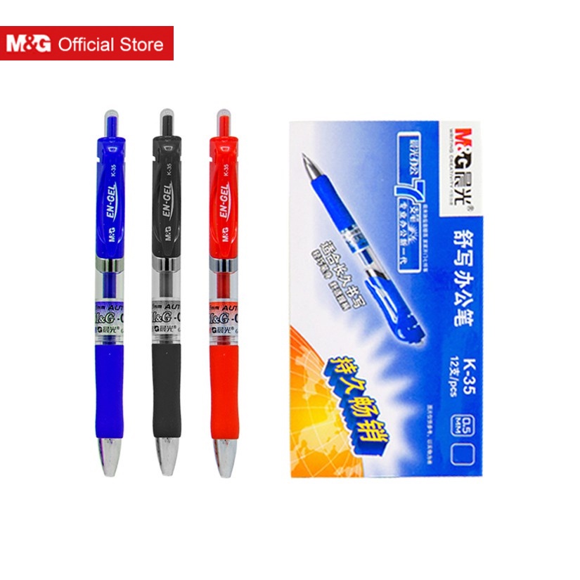 M&G Gel Pen Writing Utensils 12pcs-K35(Blue, Black, Red) | Shopee Singapore