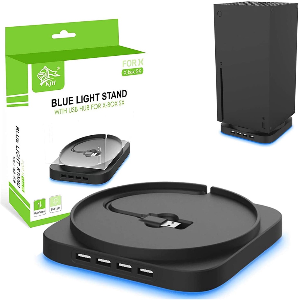 Vertical Stand USB Hub for Xbox Series X Game Console, Blue Light Stand ...