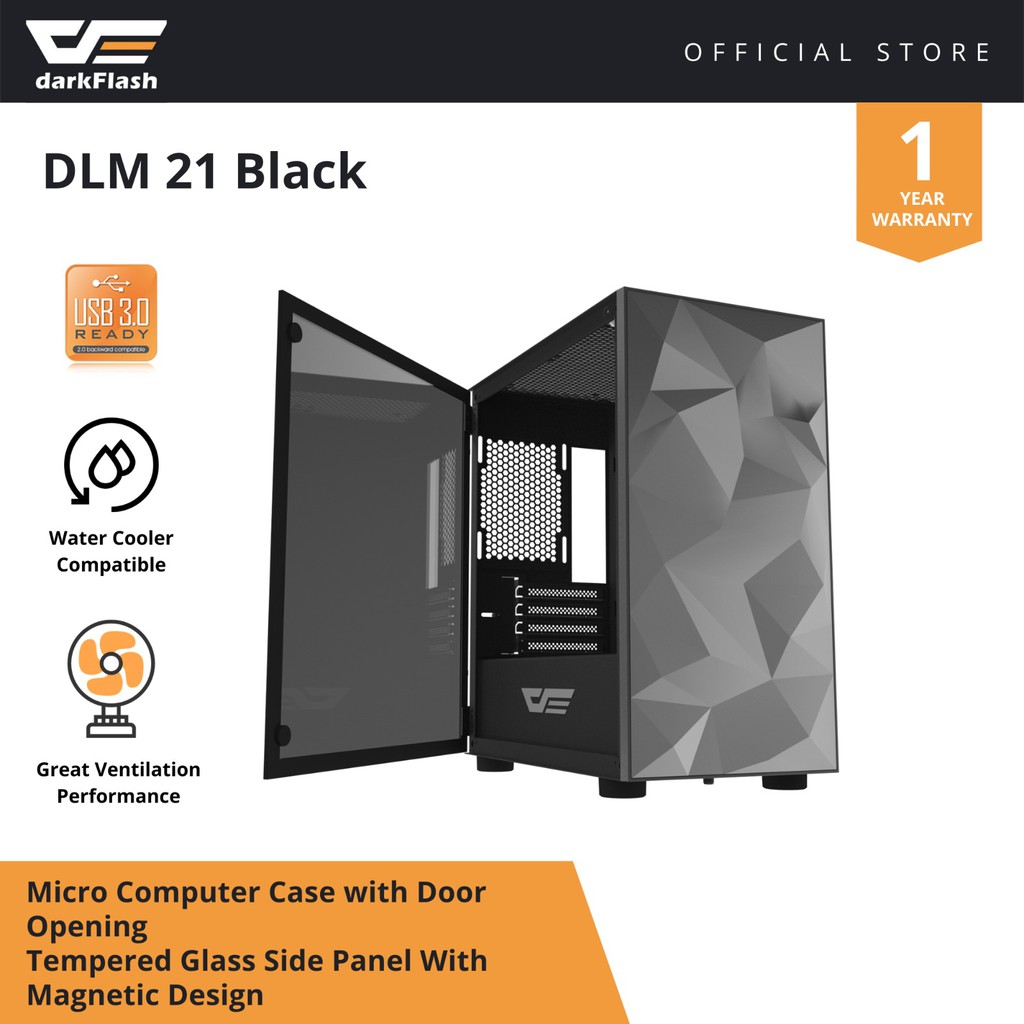 DARKFLASH DLM21 microATX Computer Case | Black/White | Door Opening ...