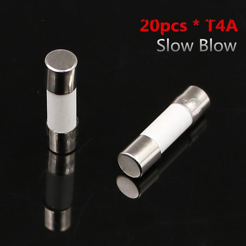 20pcs/lot Cylindrical Ceramic Fuse 5x20mm 250V Slow Blow T3.15A T6.3A ...