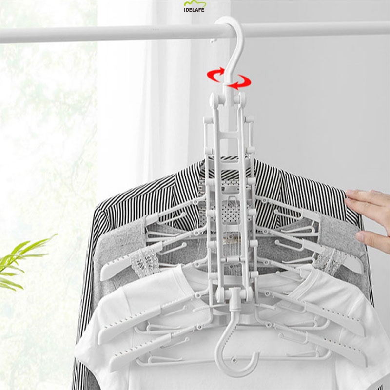 Idelafe 2PCS Magic Clothes Hanger Foldable Non-Slip Organizing Multi ...