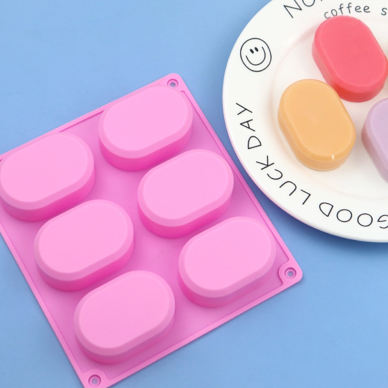 6-hole elliptical silicone soap mold DIY handmade essential oil soap ...
