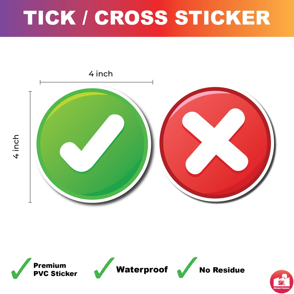 TICK STICKER / CROSS STICKER / JARAK FIZIKAL SOSIAL / SOCIAL DISTANCE ...