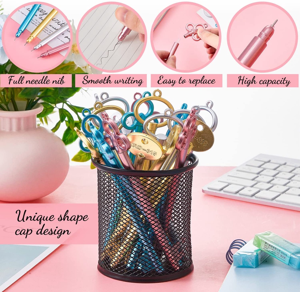 Key Shape Pen Vintage Key Gel Ink Pens Cute Novelty Pens Black Fine ...