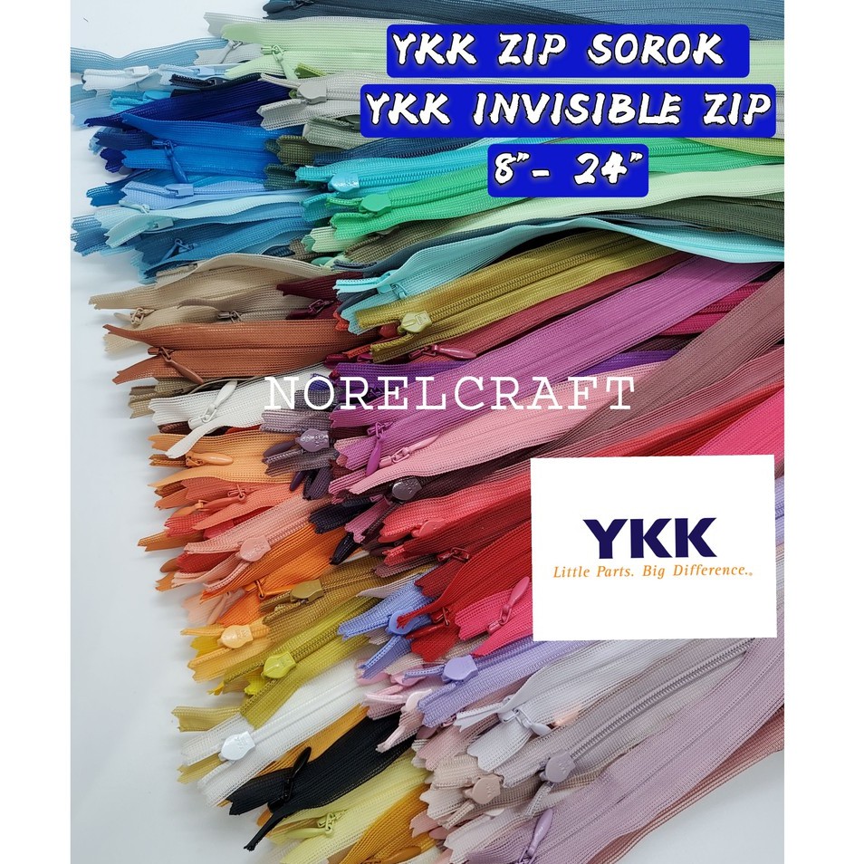 [12PCS] 8"-24" YKK INVISIBLE ZIPPER/ YKK ZIP SOROK / YKK ZIP SEMBUNYI ...