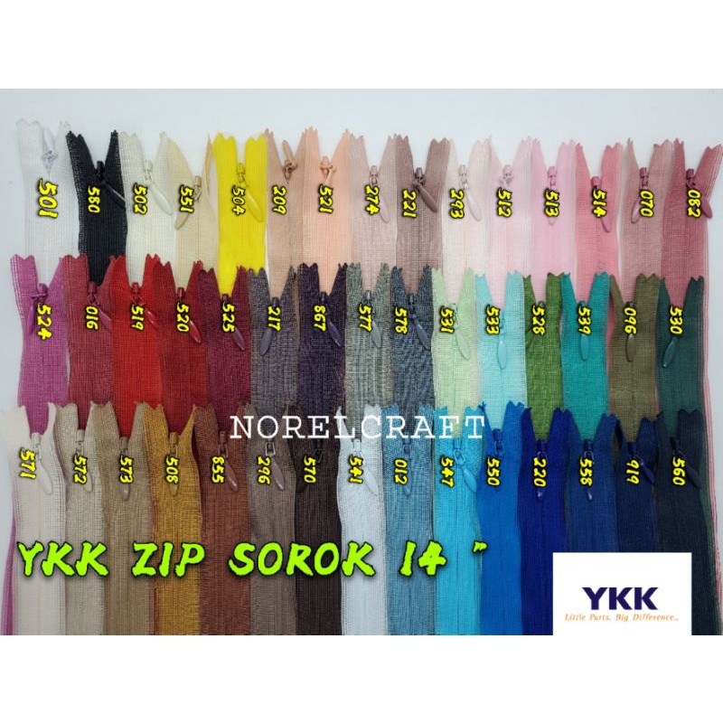 [12PCS] 8"-24" YKK INVISIBLE ZIPPER/ YKK ZIP SOROK / YKK ZIP SEMBUNYI/YKK HIDDEN ZIP/YKK ZIP ...