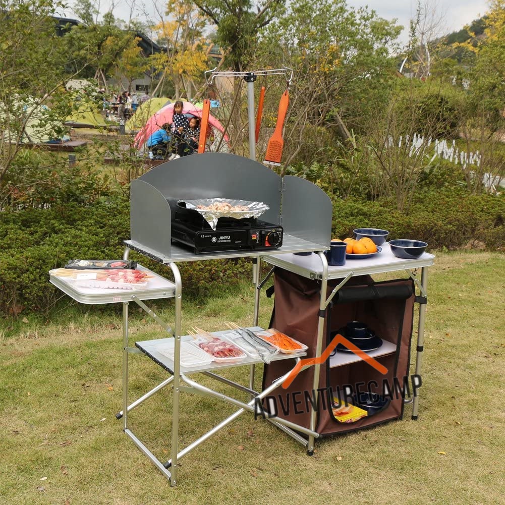 Campland Folding Table Outdoor Portable Cook Station Aluminum Camping ...