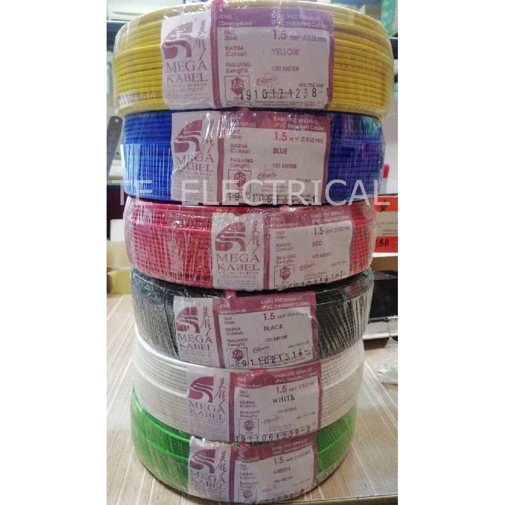 MEGA KABEL 1.5MM PVC CABLE MEGA 1.5MM PVC INSULATED CABLE PURE COPPER ...