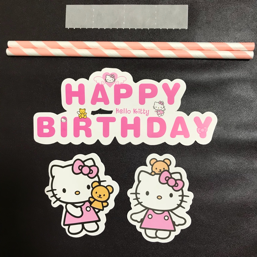 Hello Kitty Happy Birthday Cake Topper in Light Pink / Cake Flag ...