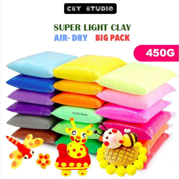 450g Light Clay Air Dry Clay Super Clay Big Pack Art DIY Creative Clay ...
