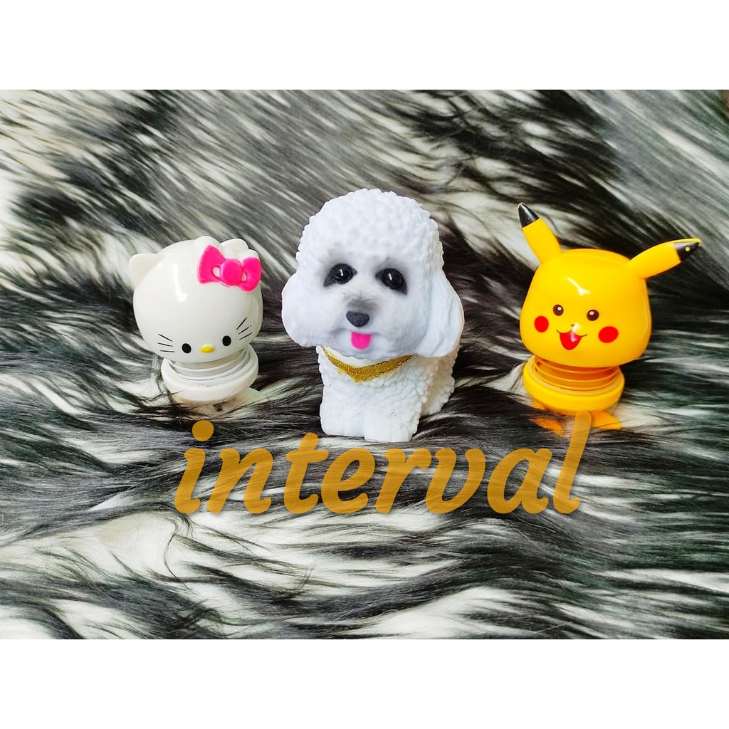 PUTIH Hello Kitty Pikacu White Poodle Dog Shake Head Display Doll Car ...