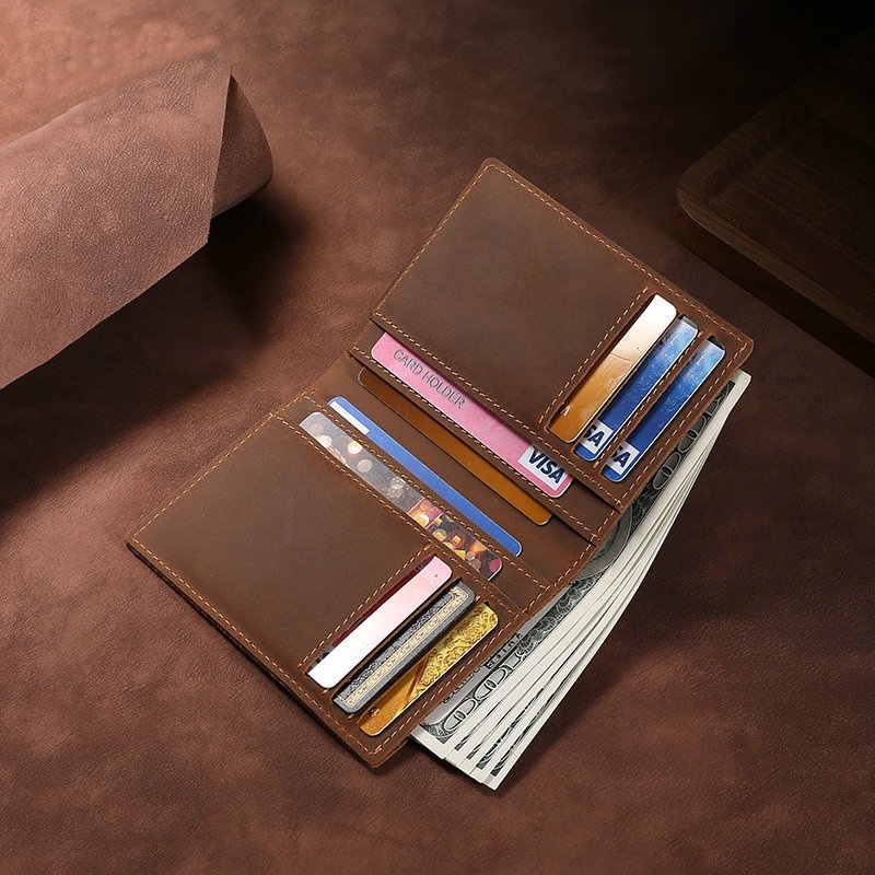 GENODERN Crazy Horse Leather Men's Wallet Vintage Cow Leather Wallet ...