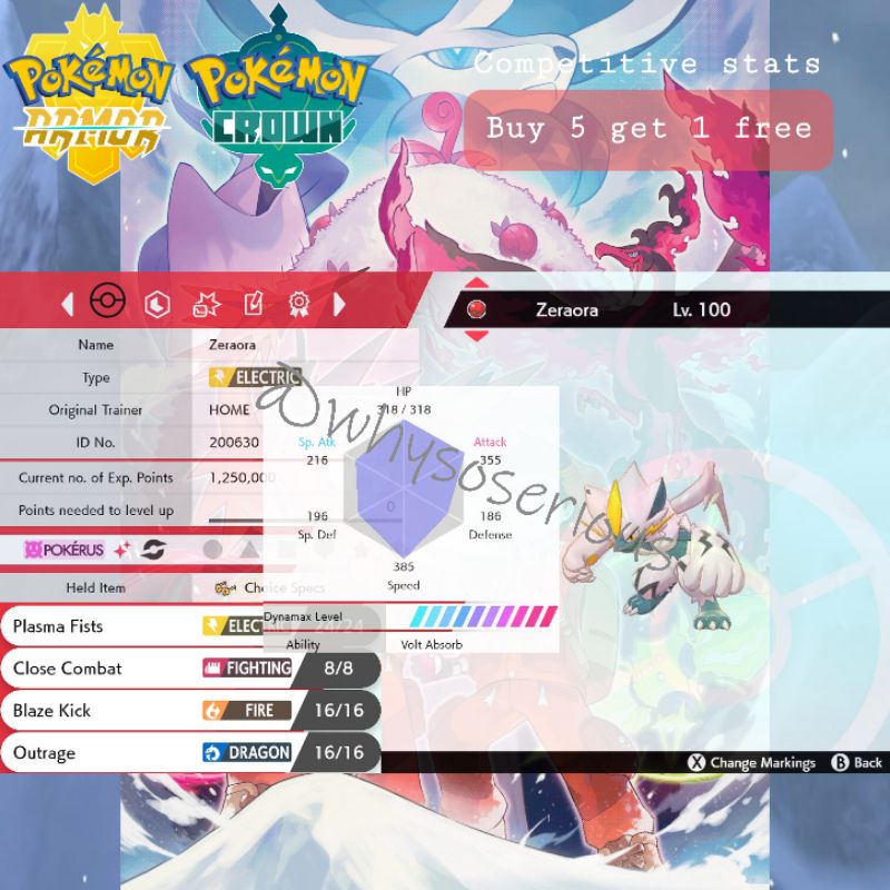 Pokemon Sword and Shield, Square Shiny Event Zeraora, Battle ready ...