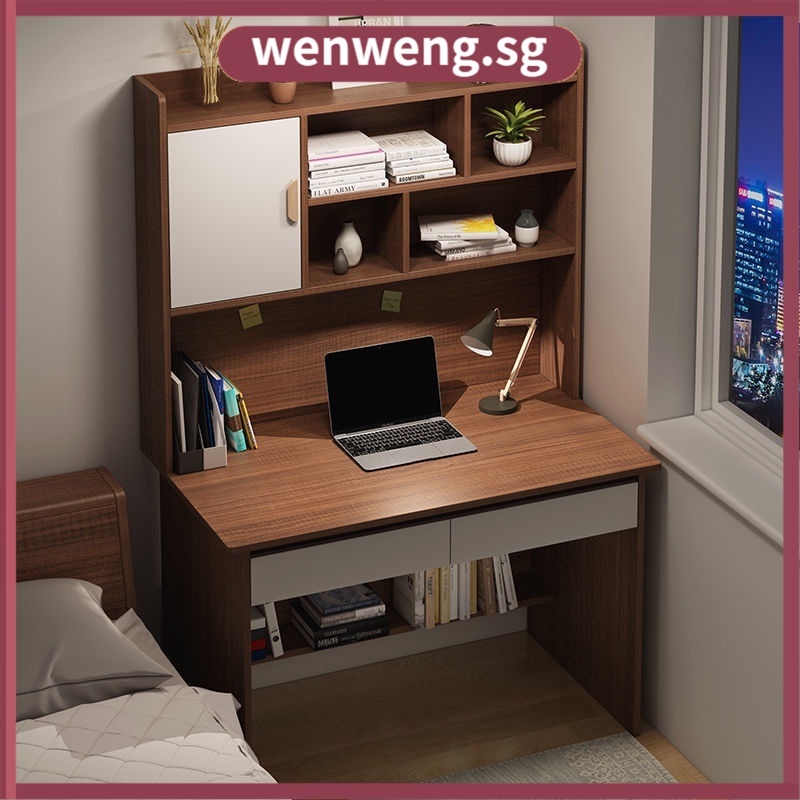 Wenweng Study Table with Bookshelf Computer Desk with Drawer Desk ...