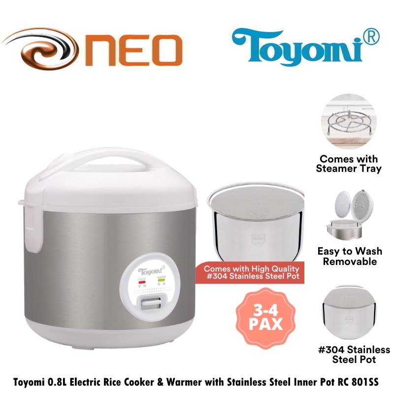 Toyomi 0.8L Electric Rice Cooker; Warmer with Stainless Steel Inner Pot ...