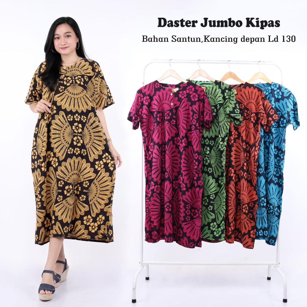 Fan Batik Jumbo Daster - Combination Motif - Button Neck - Bumil ...