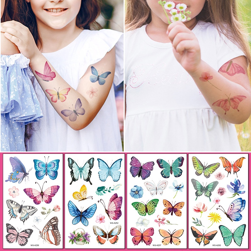 Butterfly Tattoo Sticker Waterproof Children Color Temporary Tattoo ...