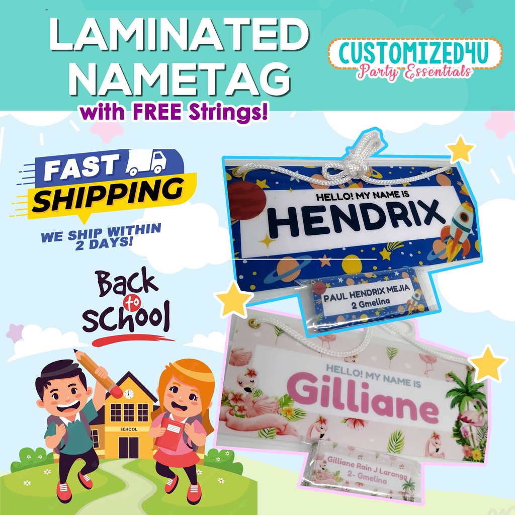 Back to school Customized Laminated Name Tag Name Plate for student ...