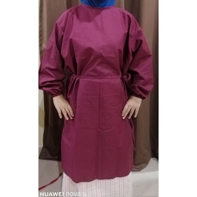 surgical gown apron (plain cotton poplin dark maroon) | Shopee Singapore