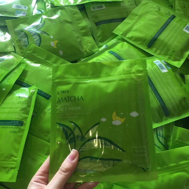 Laikou matcha green tea sleeping mask (bag of 15 small packs) | Shopee ...