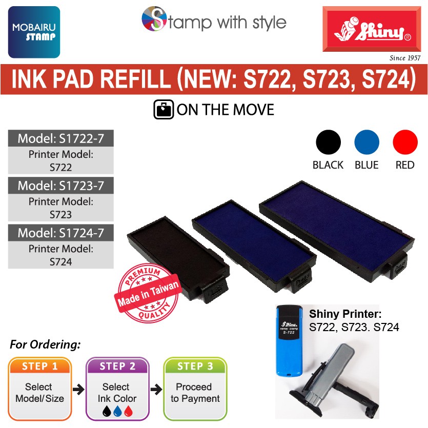 Ink Pad/Cartridges Refill for Self Inking Stamps - Shiny Handy Stamp ...