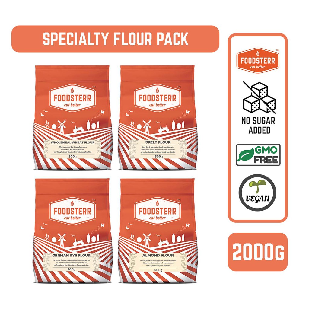 Specialty Flour Pack (Wholemeal Wheat, Spelt, Rye (or dark rye), Almond ...
