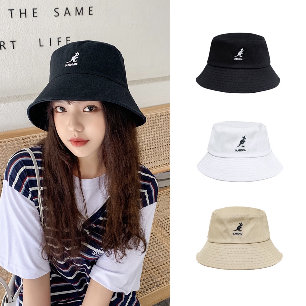 Bucket Hats Kangaroo Sun Hat Black Otton Sun Block Caps Embroidery Hats ...