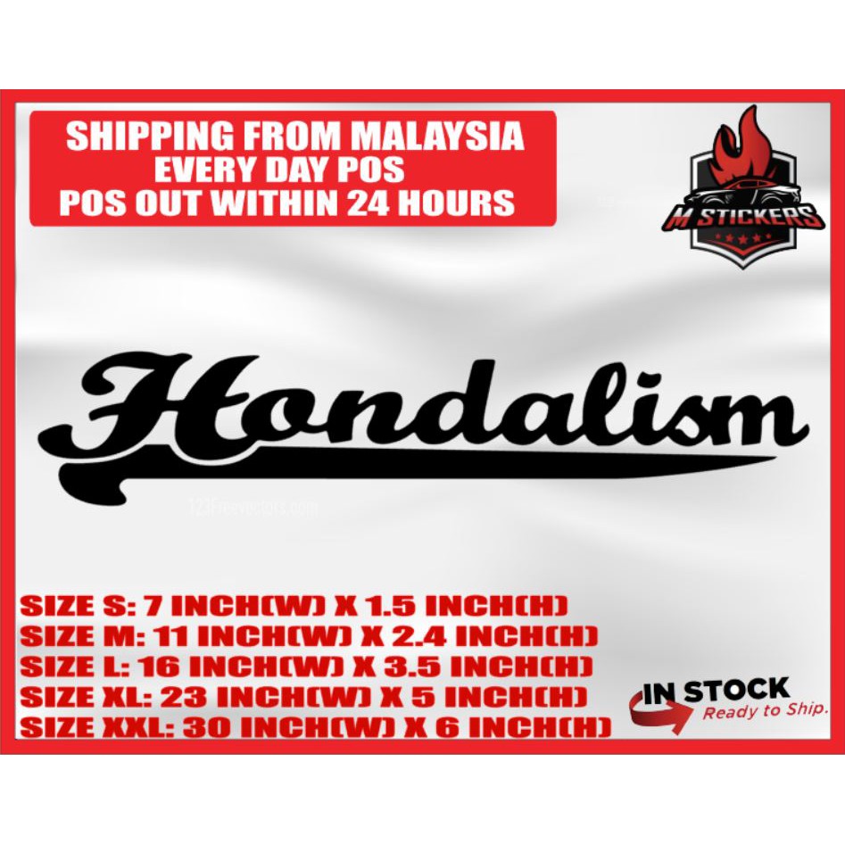 [M STICKERS] HONDALISM CAR STICKER DECAL JDM HONDA CIVIC CITY JAZZ FIT ...