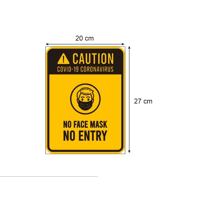 Vinyl Sticker No Face Mask No Entry Appeal Regulations Safety Sign ...