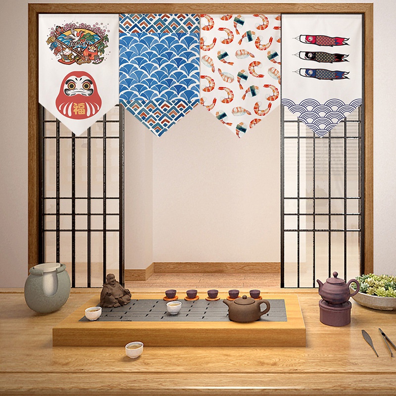 Japanese Style Short Curtain Kitchen Partition Curtains Lucky Cat ...