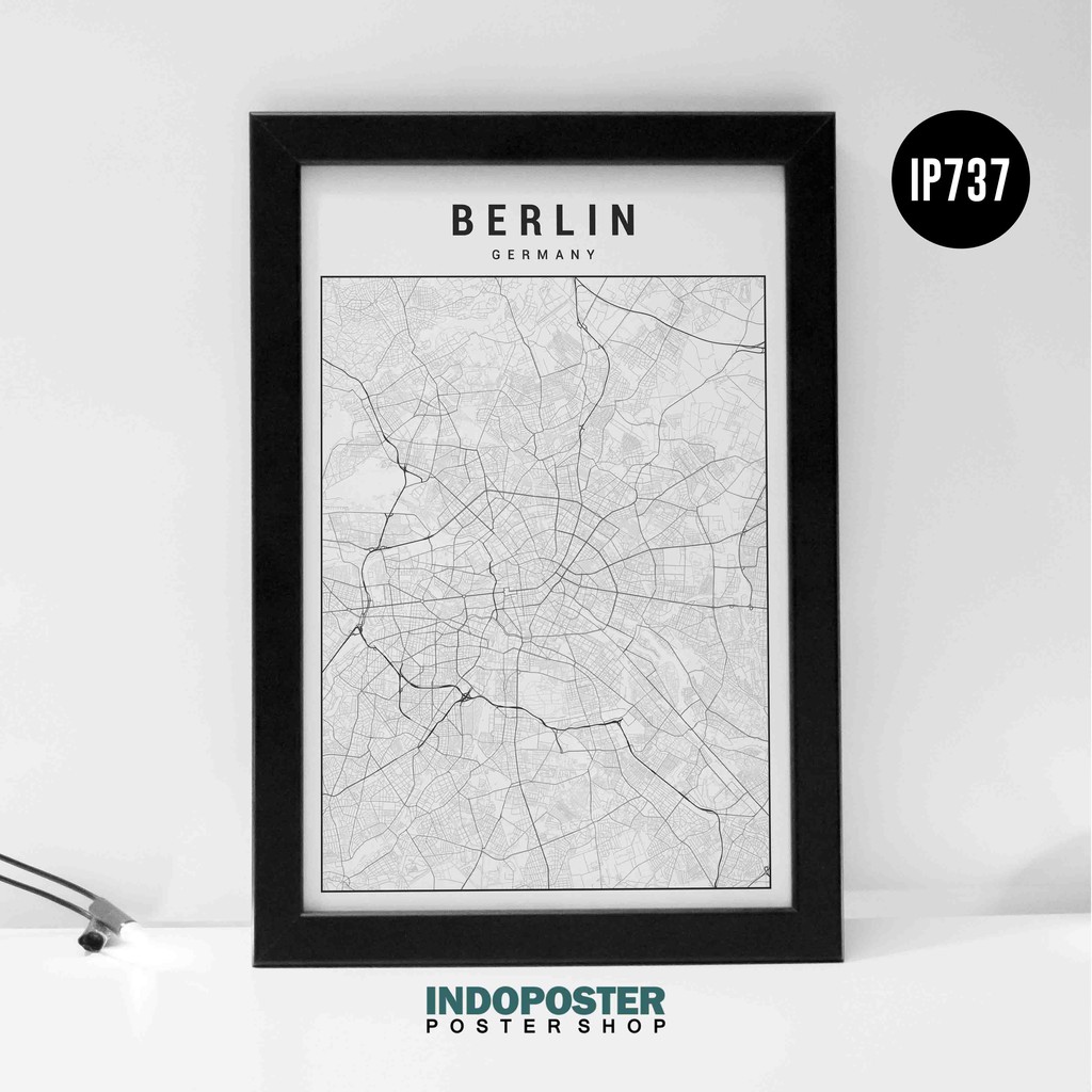 Germany Berlin City Minimalist Line Art Monochrome Aesthetic Map Poster ...