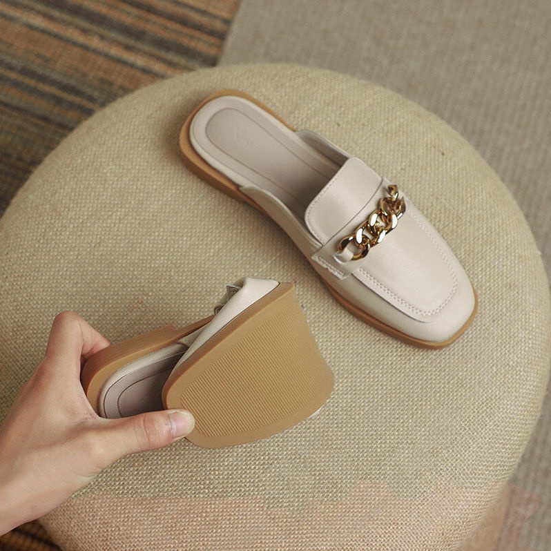 Enoughome Influencer British Style Square Toe Half Slippers Women ...