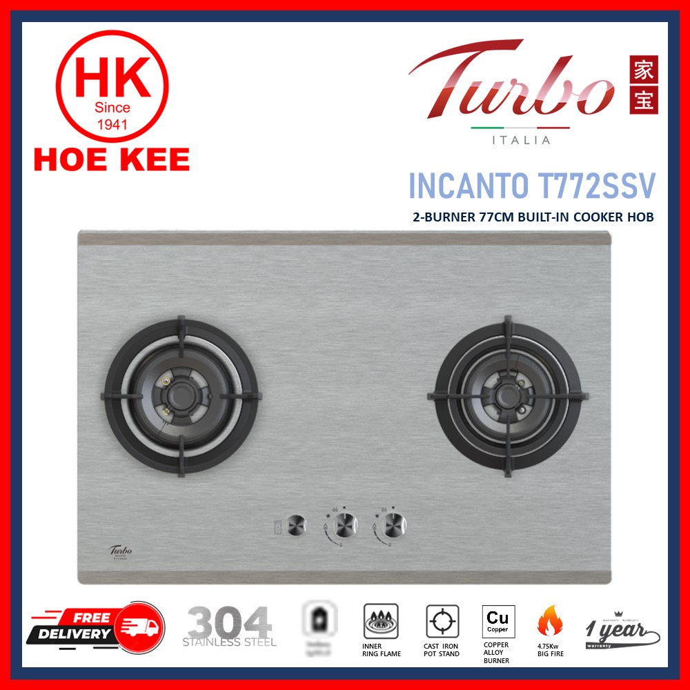 Turbo Incanto T772SSV 77cm 2 Burners Built-In Hob | Shopee Singapore