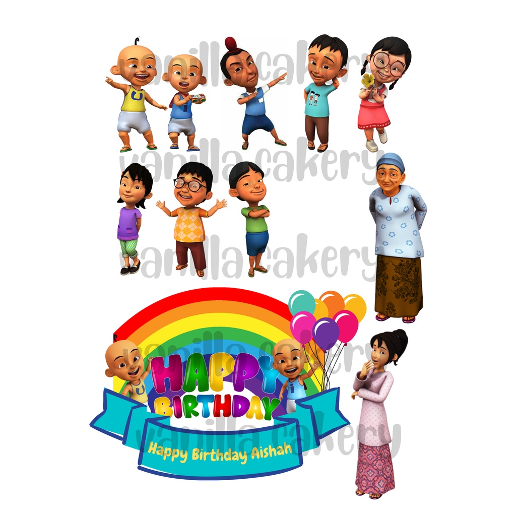 topper kek upin ipin 3 /topper kartun upin ipin / birthday topper ...