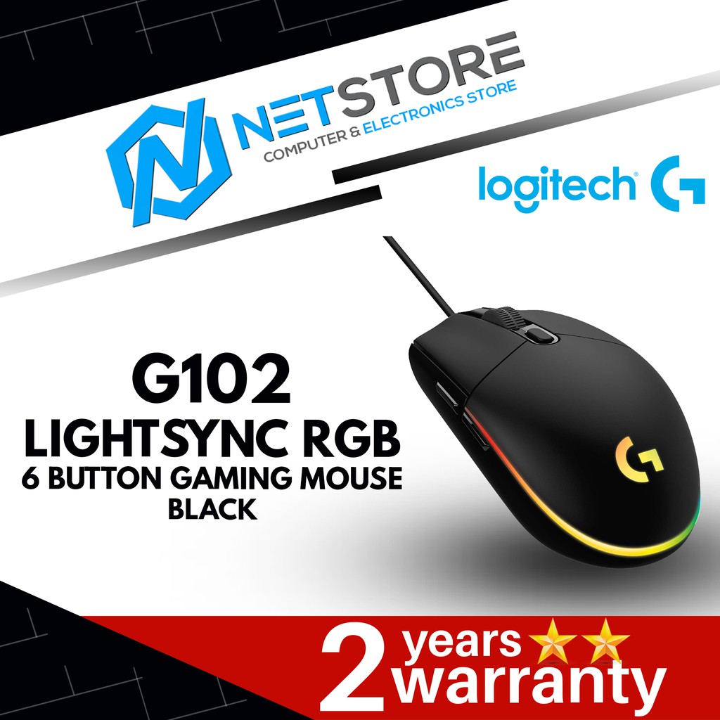 LOGITECH G G102 LIGHTSYNC RGB 6 BUTTON GAMING MOUSE (BLACK) - 910-005802 | Shopee Singapore