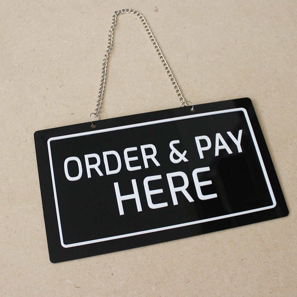 Acrylic Sign Embossed Order & Pay Here | Acrylic Sign Board | Shopee ...