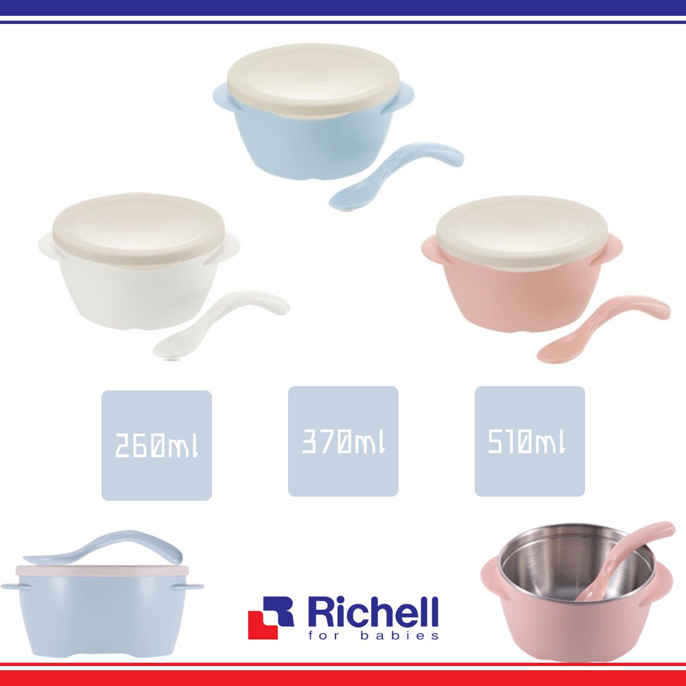 Japan Richell Double Detachable Stainless Steel Bowl (With Lid/With ...